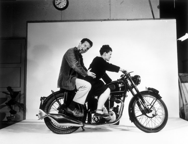 Charles & Ray on a Motorcycle Print - Eames Office